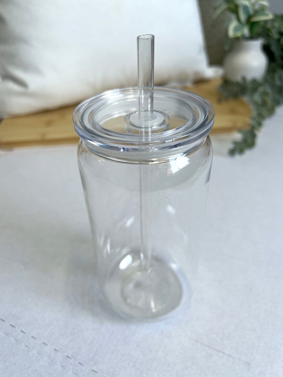 16oz Acrylic Beer Can / Libbey Cup - Clear Plastic with a Clear Plasti ...
